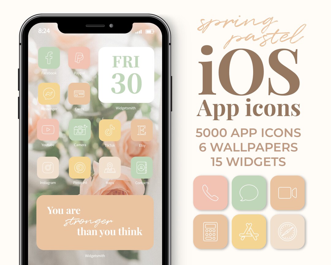 Spring Pastel Ios App Icons Aesthetic | 5000 Neutral iPhone App Covers ...