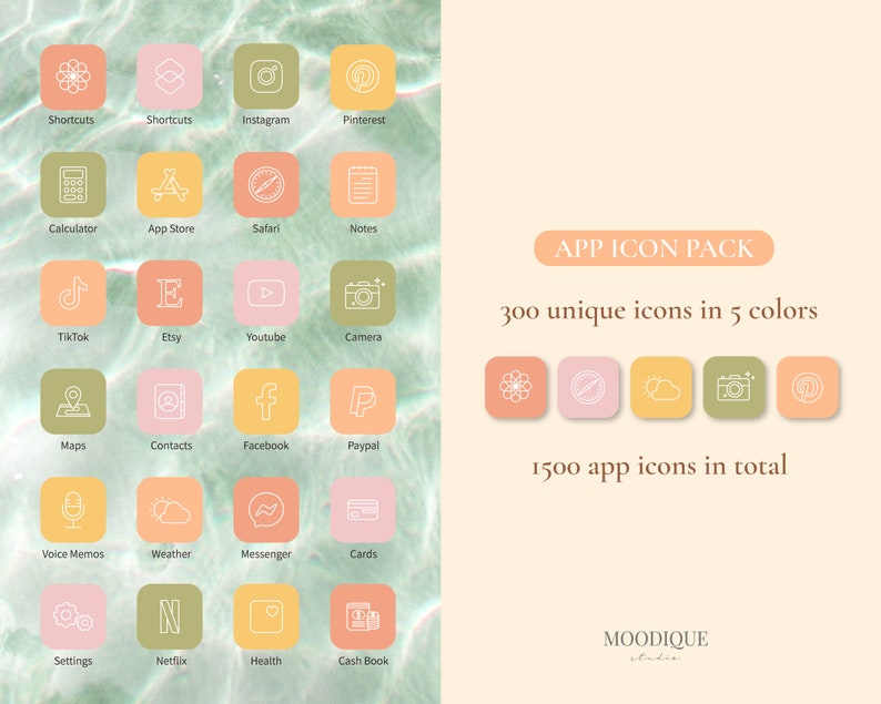Summer Retro Ios App Icons Aesthetic Beach Ocean Iphone App - Etsy