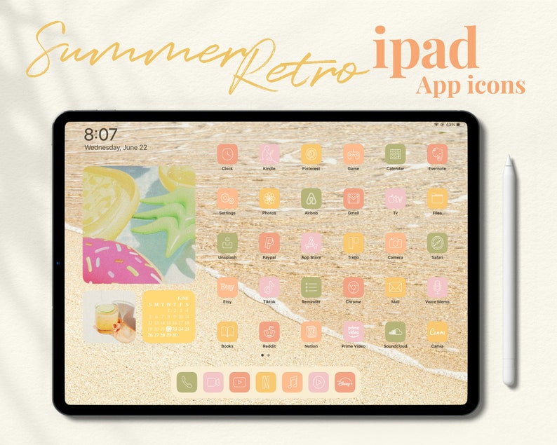 Summer Retro Vintage Ipad App Icons Aesthetic Ipad Theme - Etsy