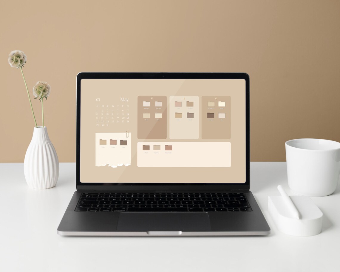 Warm Beige Desktop Wallpaper Organizer Folder Icons for Mac - Etsy