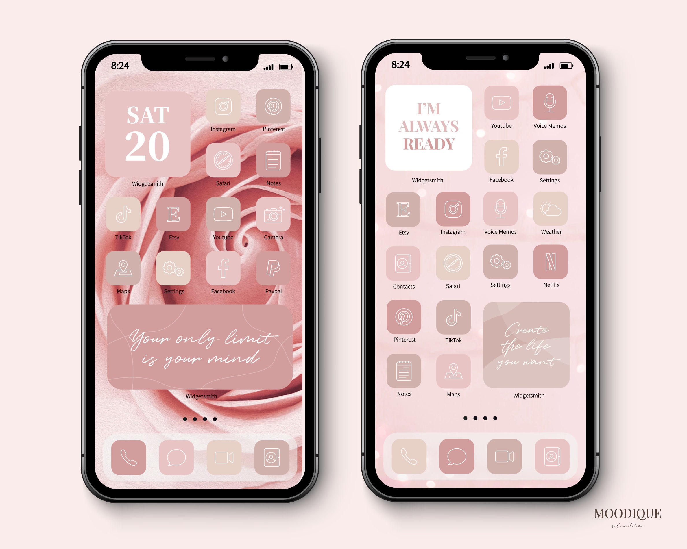 Neutral Pink Ios App Icons Aesthetic 1200 Iphone App Covers - Etsy