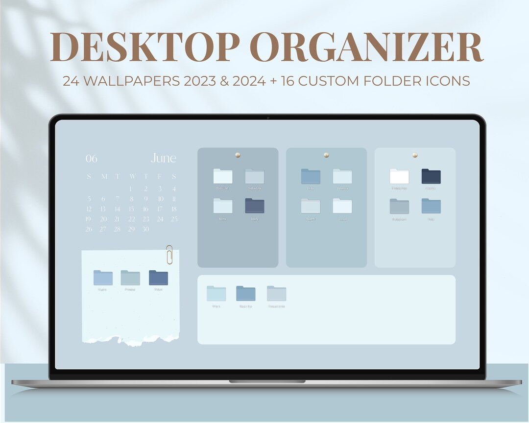 Blue Desktop Organizer Folder Icons for Mac, Windows Calendar Wallpaper ...