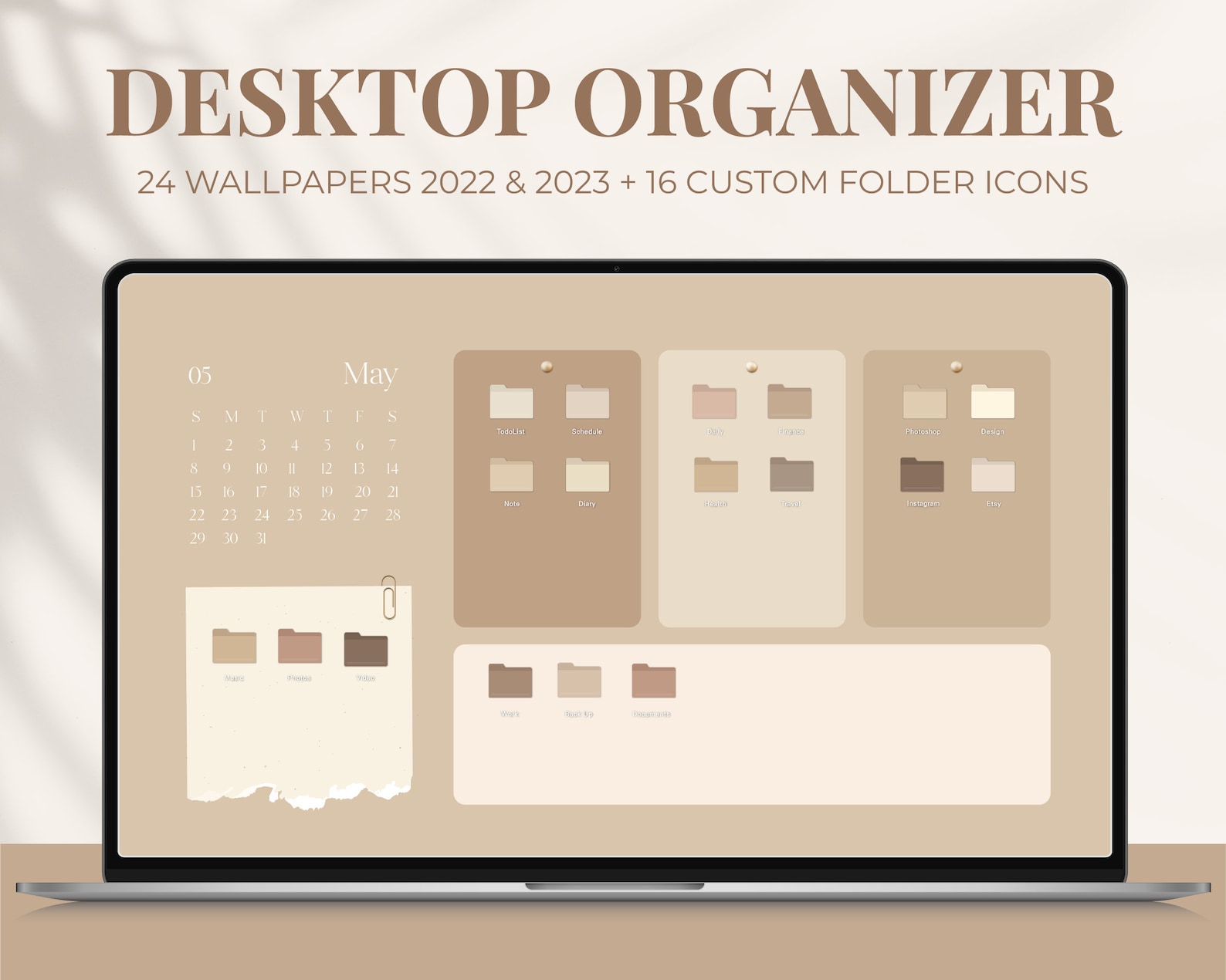 Warm Beige Desktop Wallpaper Organizer Folder Icons for Mac - Etsy