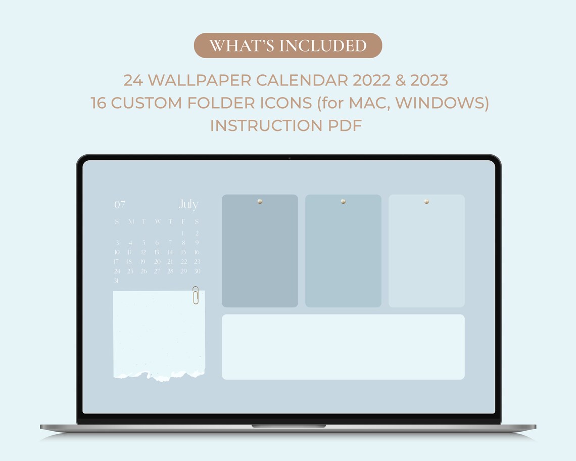 Blue Desktop Organizer Folder Icons for Mac Windows | Etsy