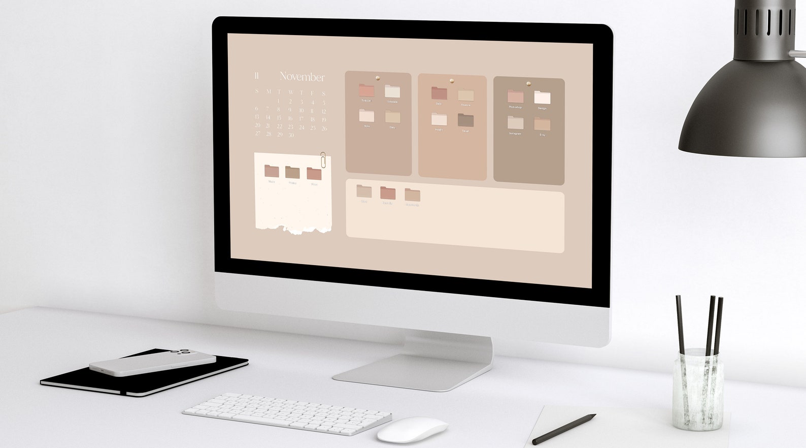 Neutral Pink Desktop Wallpaper Organizer Folder Icons for - Etsy