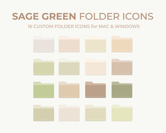 Sage Green Folder Icons for Mac & Windows 16 Aesthetic | Etsy