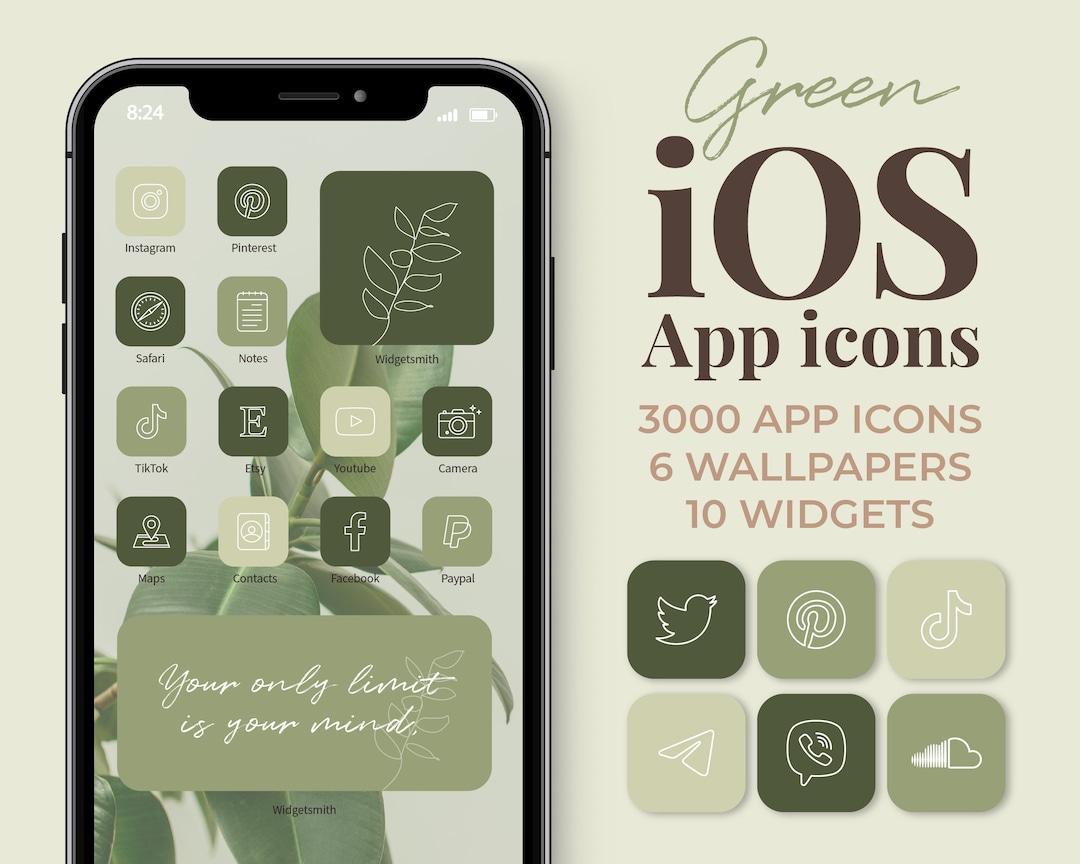 Green Ios App Icons Aesthetic | 3000 iPhone Covers, Widgets, Wallpapers ...