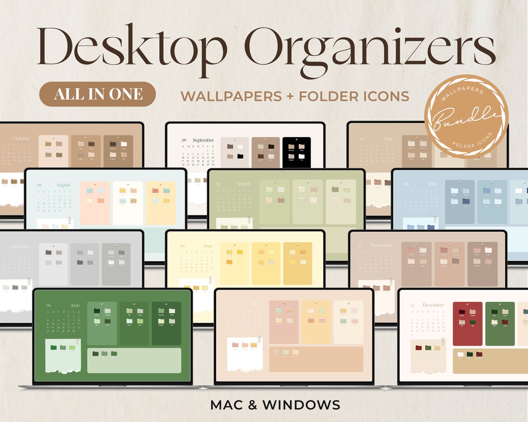 Desktop Organizer Wallpapers + Folder Icons Bundle for MAC / Windows ...