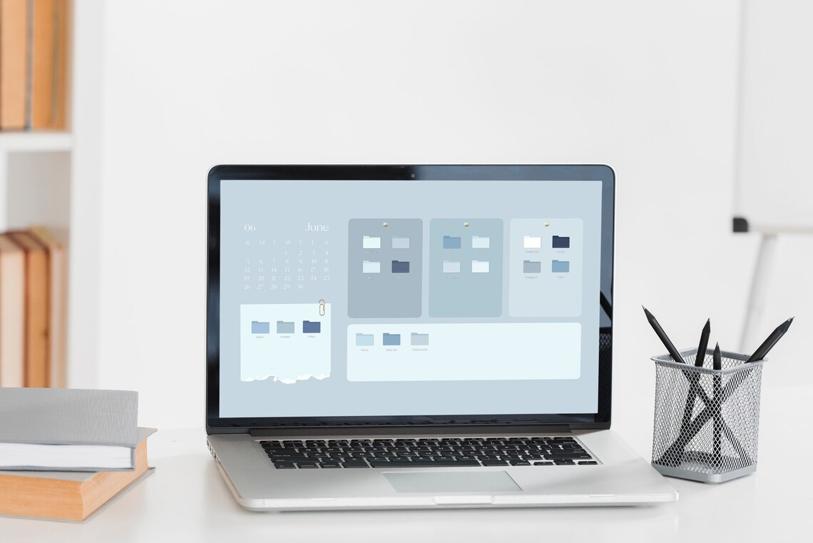 Blue Desktop Organizer Folder Icons for Mac Windows | Etsy