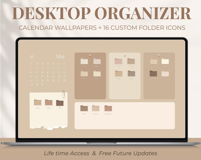 Blue Desktop Organizer Folder Icons for Mac, Windows | Calendar ...