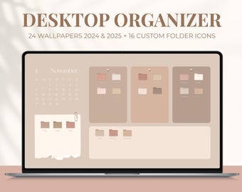 2024-2025 Minimalist Style Desktop Wallpaper Organizer + Folder Icons ...