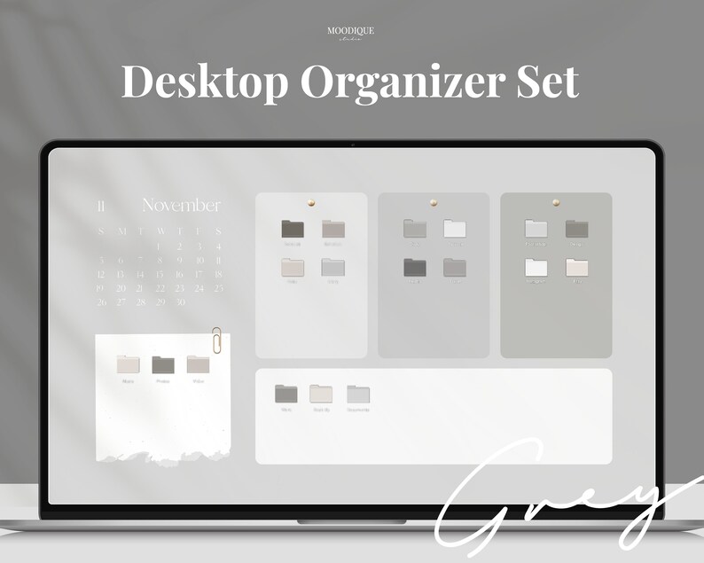Grey White Desktop Wallpaper Organizer Folder Icons for Mac - Etsy