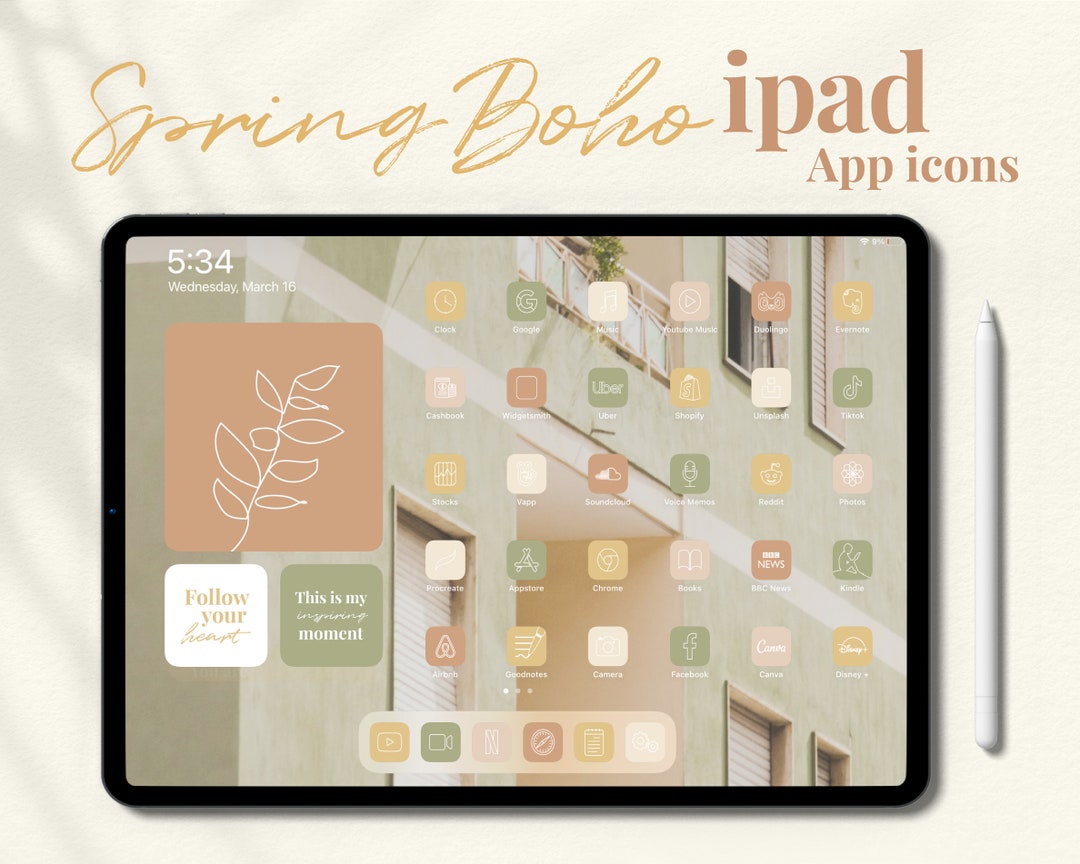 Spring Boho iPad App Icons Aesthetic | iPad Theme 5000 Icon, Wallpaper ...