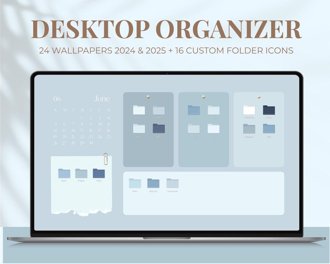 Blue Desktop Organizer Folder Icons for Mac, Windows | Calendar ...