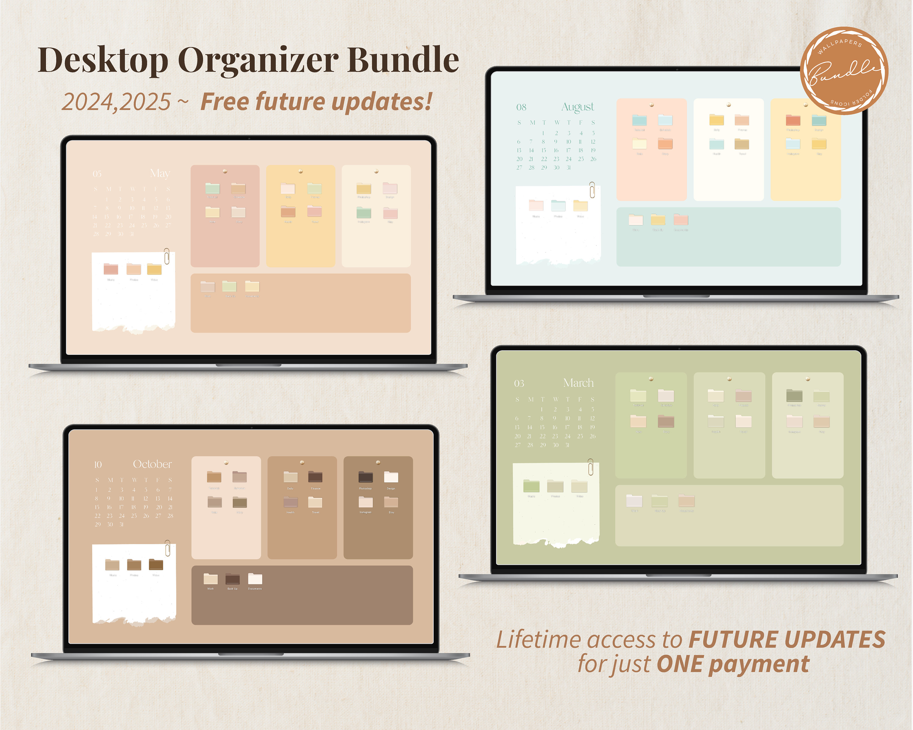 Desktop Organizer Wallpapers + Folder Icons Bundle for MAC / Windows ...