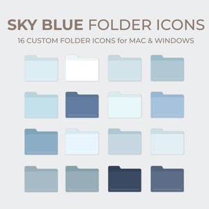 Blue Folder Icons for Mac & Windows | 16 Neutral Aesthetic Organizing ...