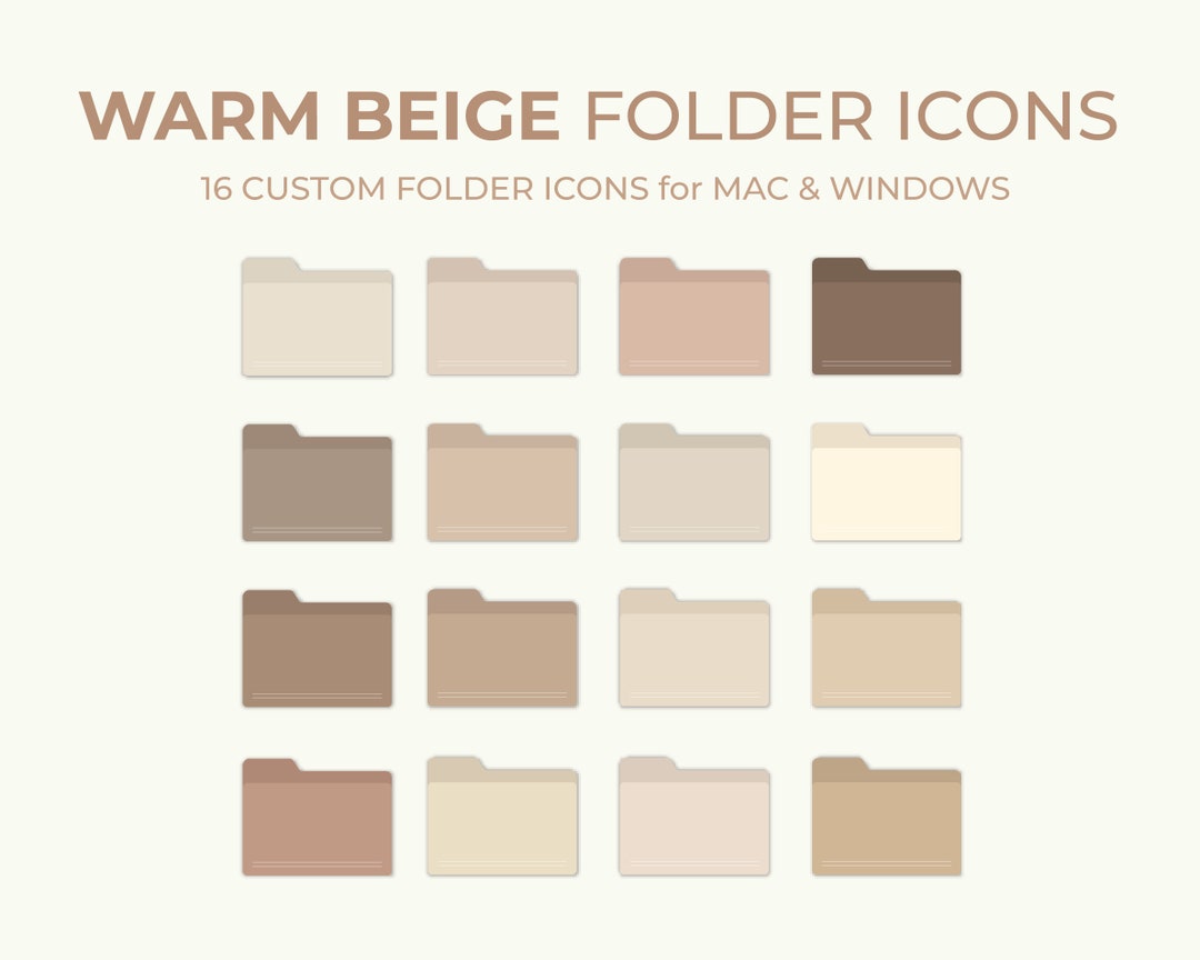 Warm Beige Folder Icons for Mac & Windows | 16 Neutral Aesthetic ...