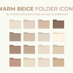 Warm Beige Folder Icons for Mac & Windows | 16 Neutral Aesthetic ...