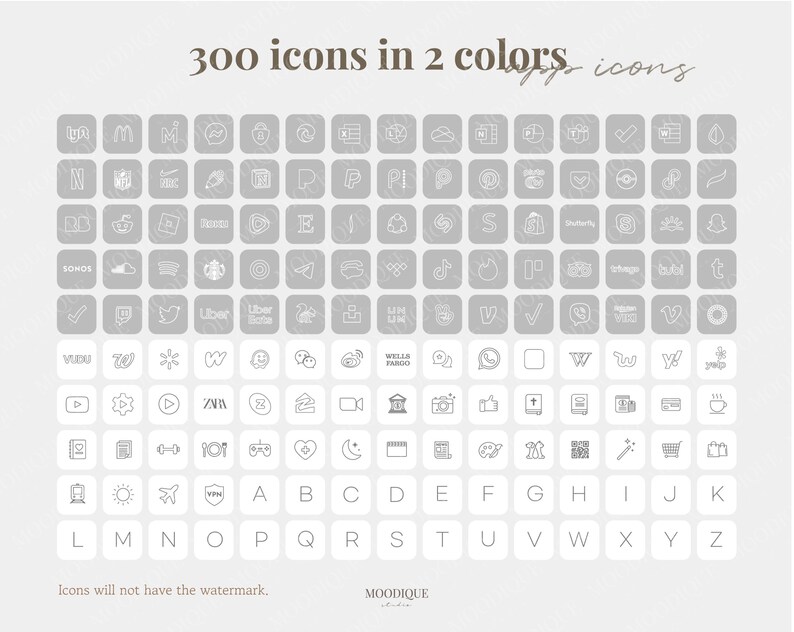 White & Grey Ios 14-15 App Icons Aesthetic 600 Simple Clean - Etsy Canada