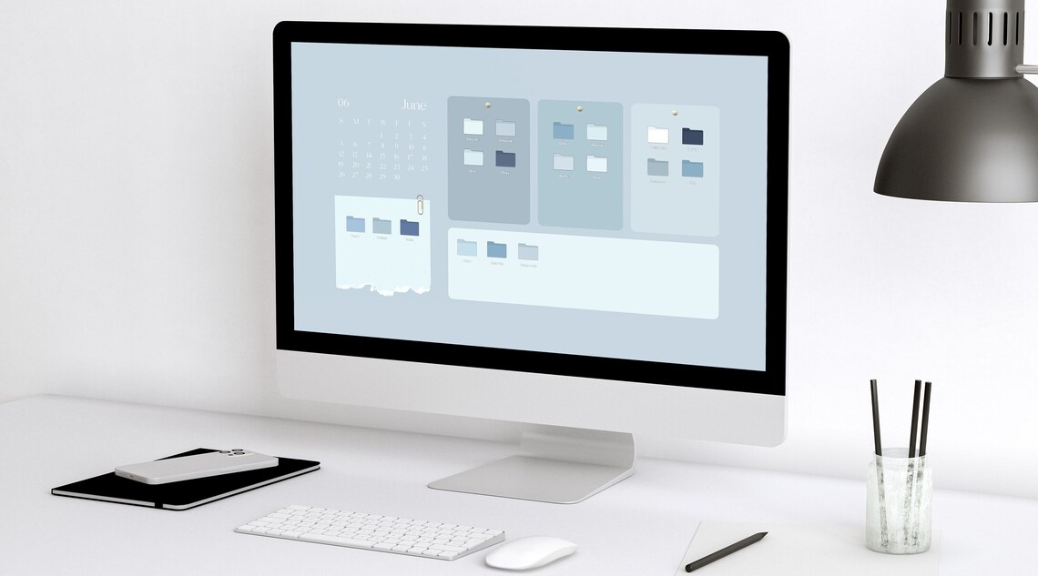 Blue Desktop Organizer Folder Icons for Mac Windows | Etsy