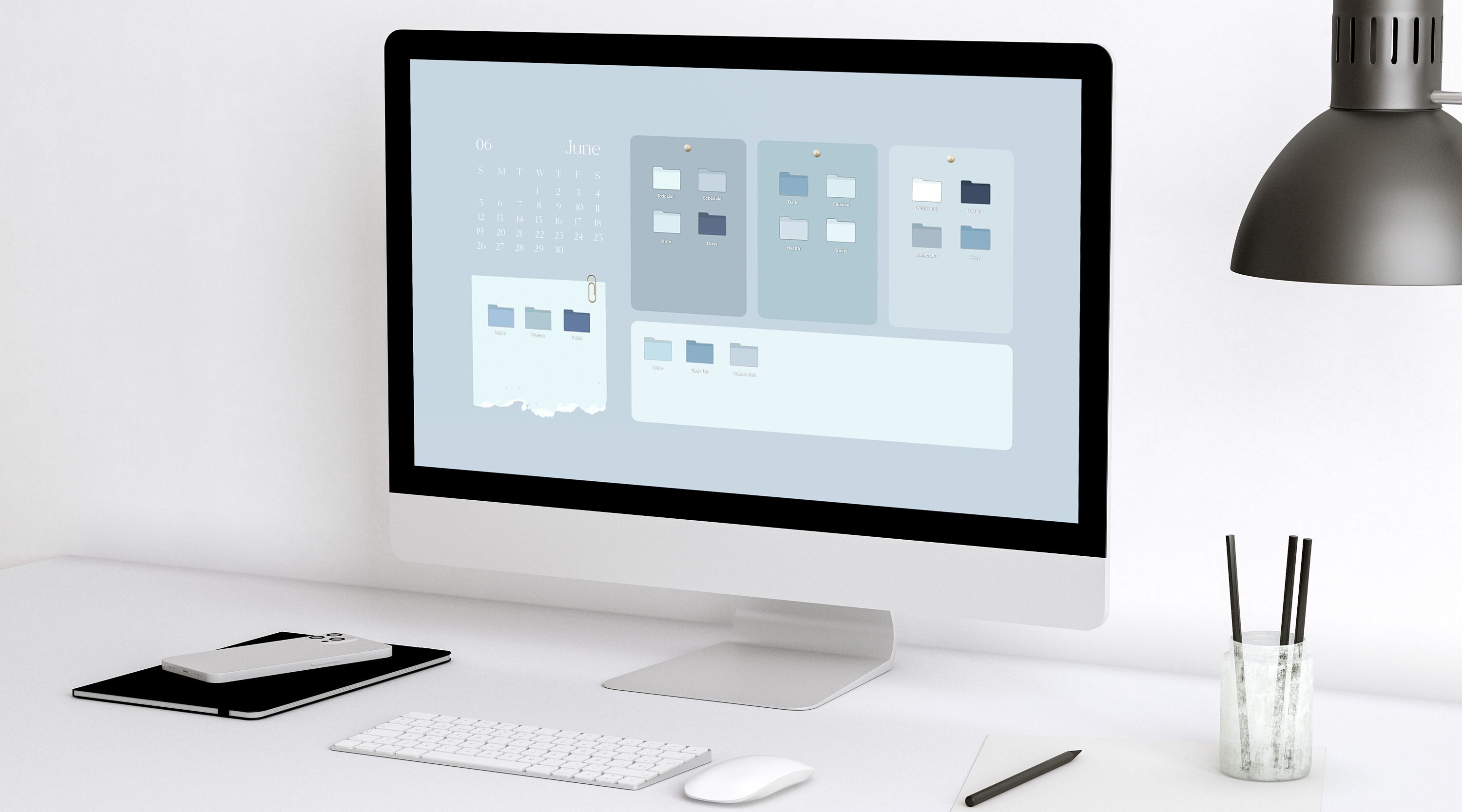 Blue Desktop Organizer Folder Icons for Mac Windows | Etsy