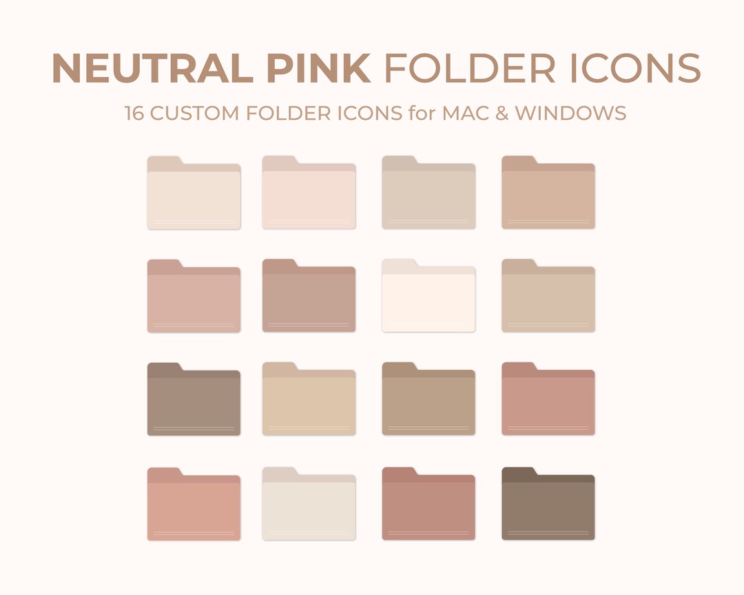 Neutral Pink Folder Icons for Mac & Windows | Pink Beige 16 Neutral ...