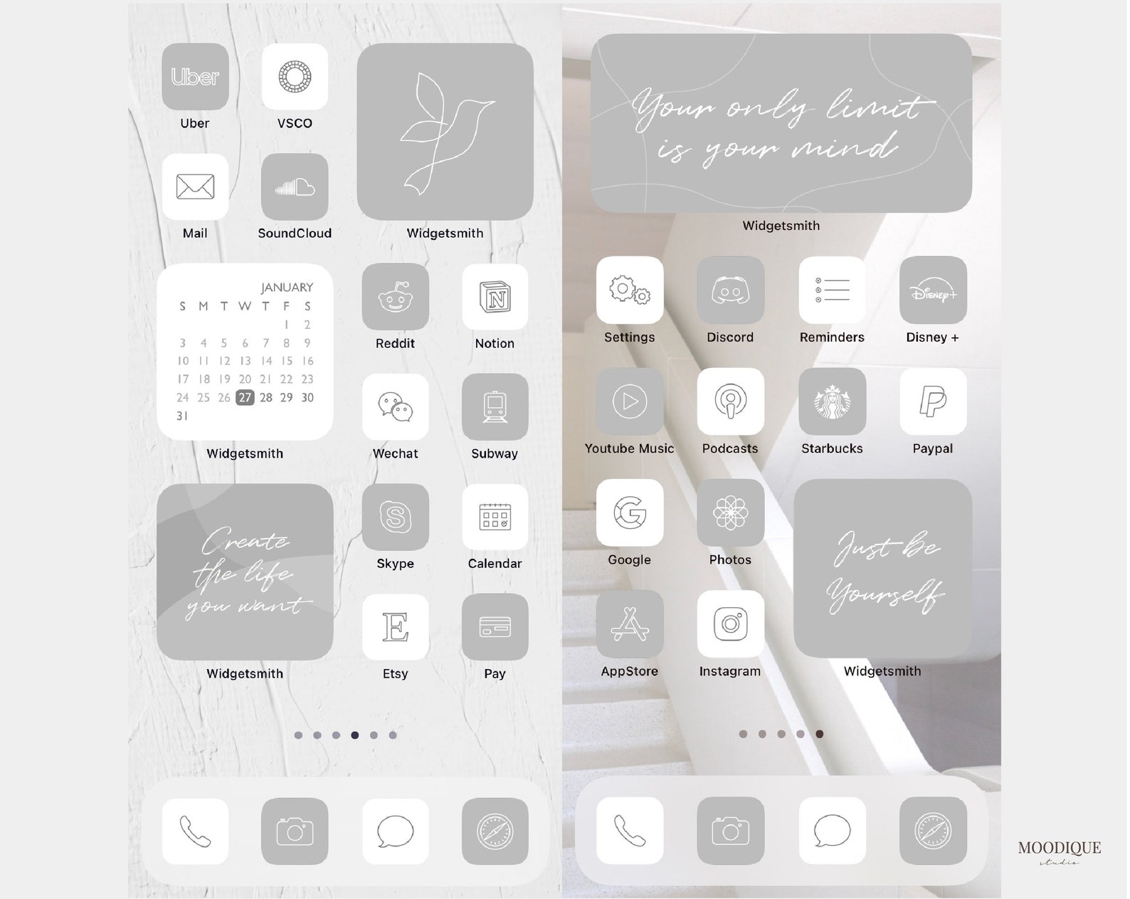 White & Grey Ios App Icons Aesthetic | 2000 Simple Clean iPhone App ...