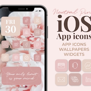 Neutral Pink Ios App Icons Aesthetic 1200 Iphone App Covers - Etsy