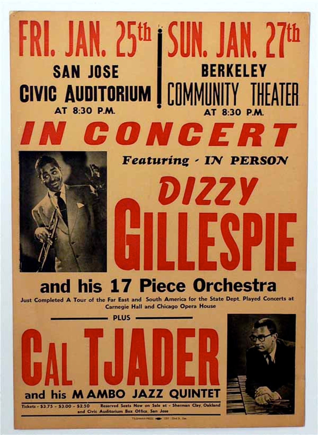 Dizzy Gillespie Tour Poster - Etsy