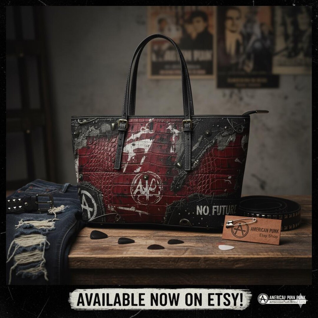 Anarchy Graffiti PU Leather Shoulder Bag | Punk No Future Design - High ...