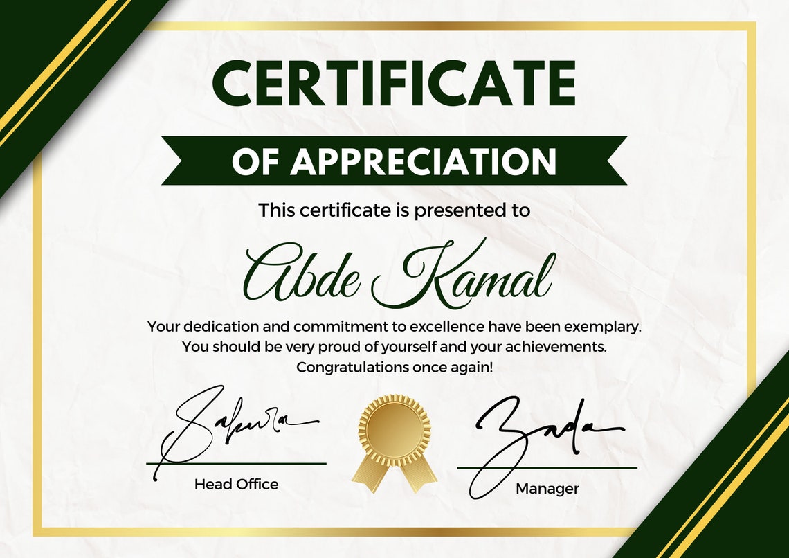 Elegant Certificate of Achievement Template, Modern Appreciation Award ...