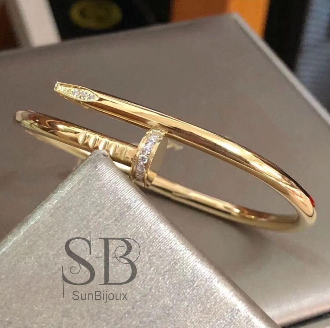 Gold Stainless Double Bolt Bangle - Etsy