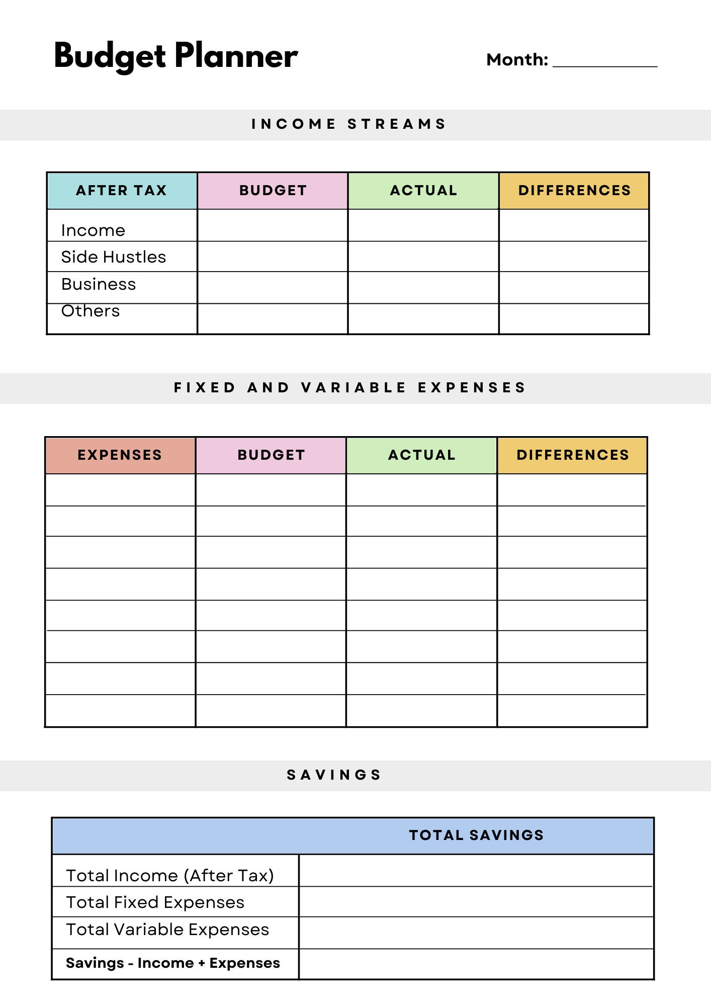 Editable Compact Monthly Budget Planner, Minimalist Budget Tracker ...