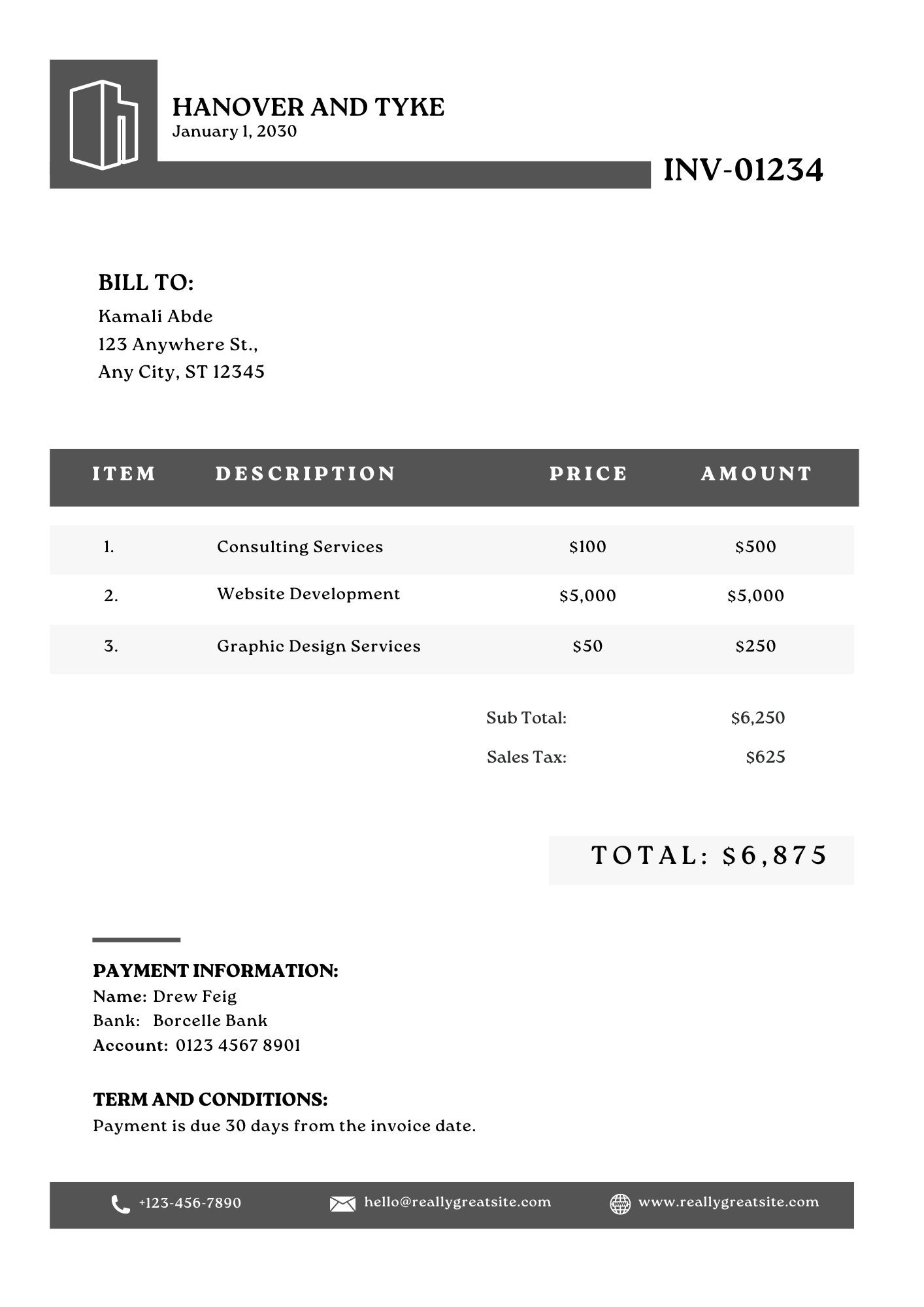 Minimalist Invoice Template, Invoice Editable, Printable Small Business ...