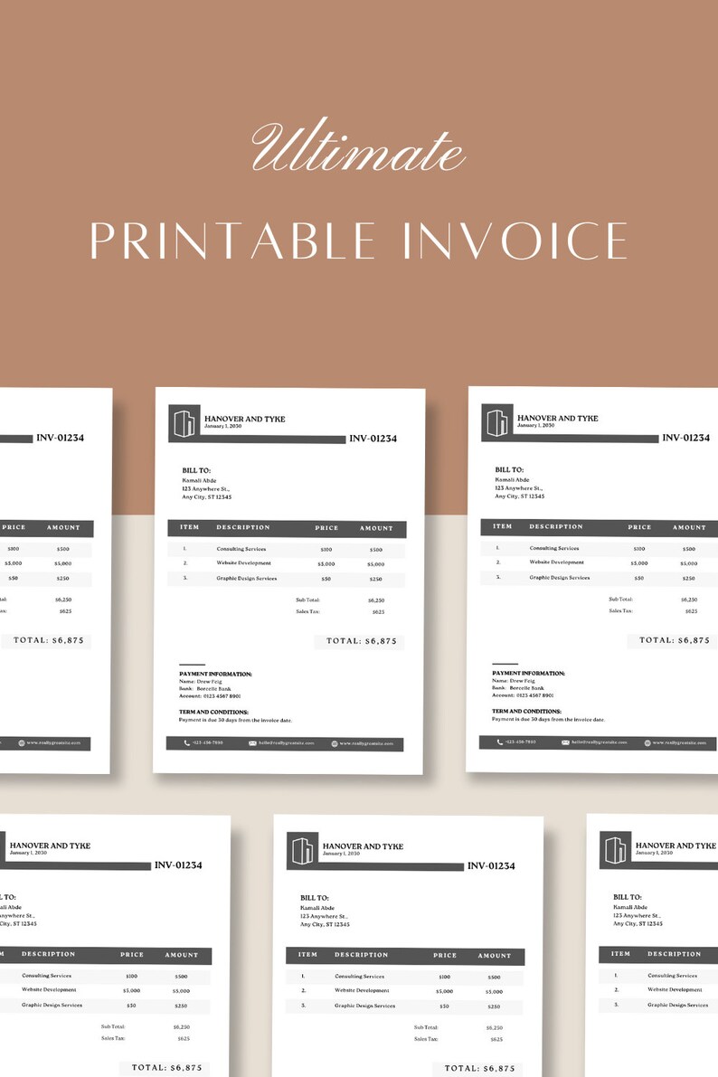 Minimalist Invoice Template, Invoice Editable, Printable Small Business ...