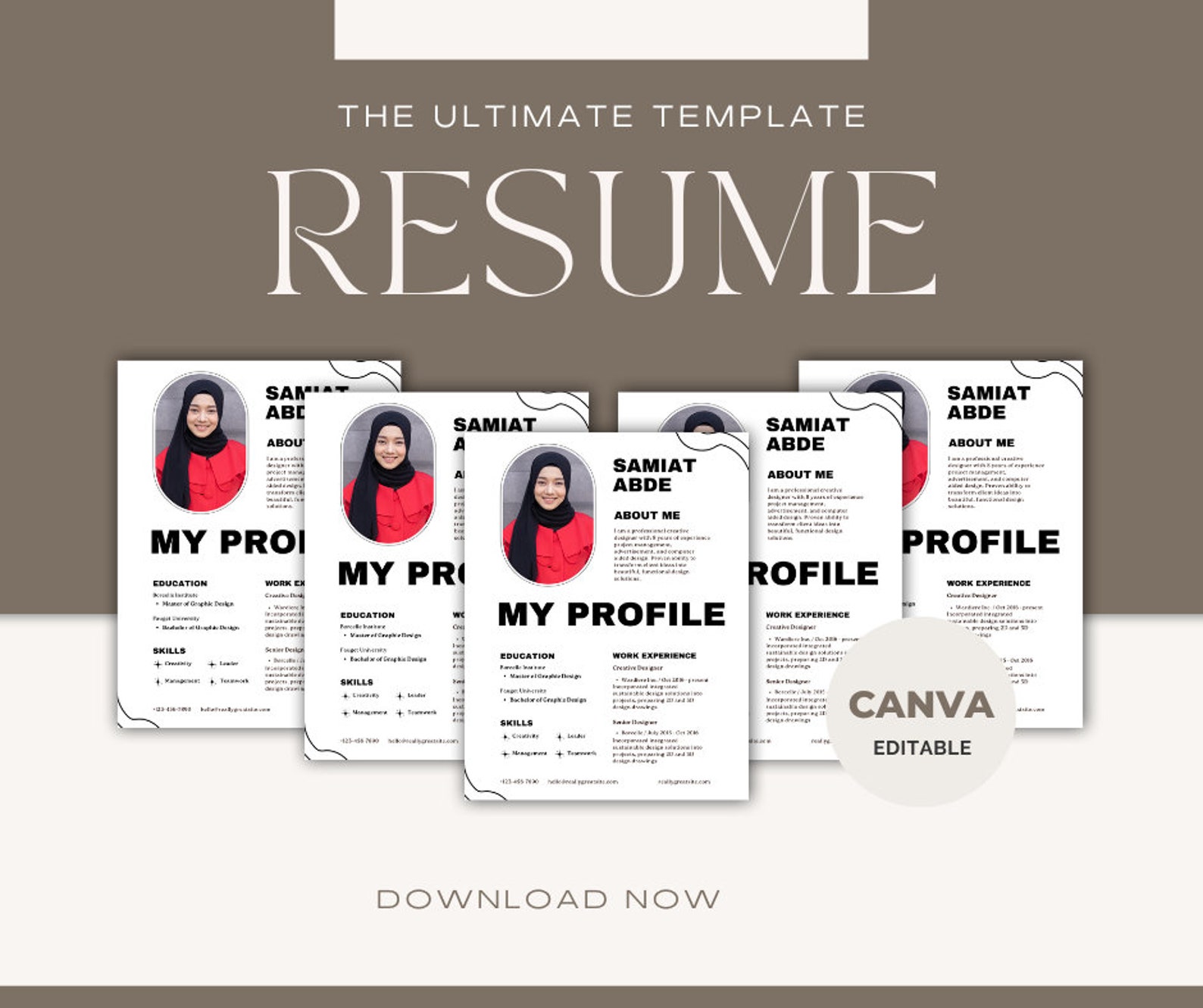 Modern Creative Resume Template, Editable CV Design, Professional ...