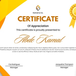 Appreciation Gift Certificate Template, Editable Canva Award, Printable ...