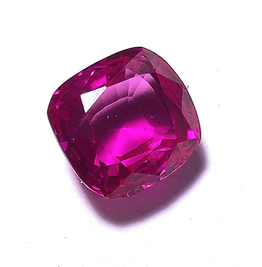Lab Grown Vivid Pink Ruby Gemstone, AAA Cushion Cut 8 Ct - Etsy