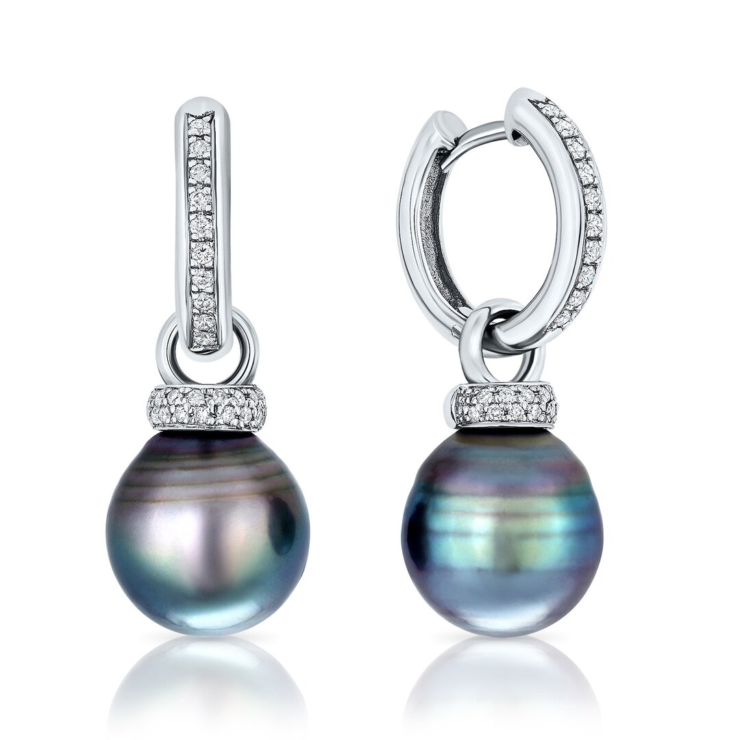 Rare Size Tahitian Pearls, Tahitian Pearl Earrings With Diamonds in ...