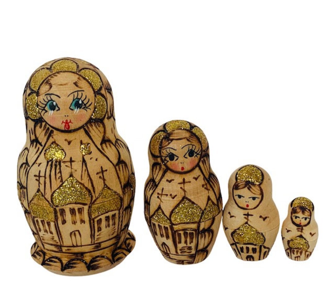 Russian Nesting Dolls Soviet Union Vintage Antique Mcm Vtg Wood Wooden ...