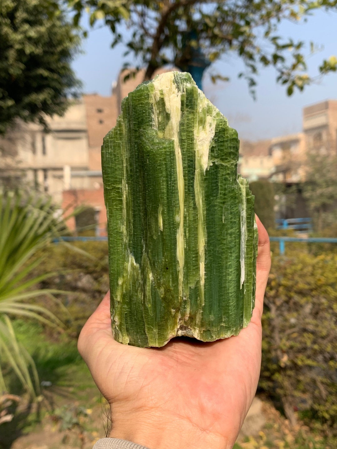 Chrome Green Tremolite Crystal / Chunk With Calcite From Afghanistan - Etsy