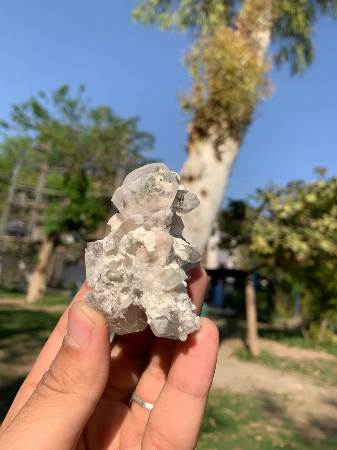 Pink Morganite / Beryl Hexagonal Crystal With Quartz Cluster & Feldspar ...