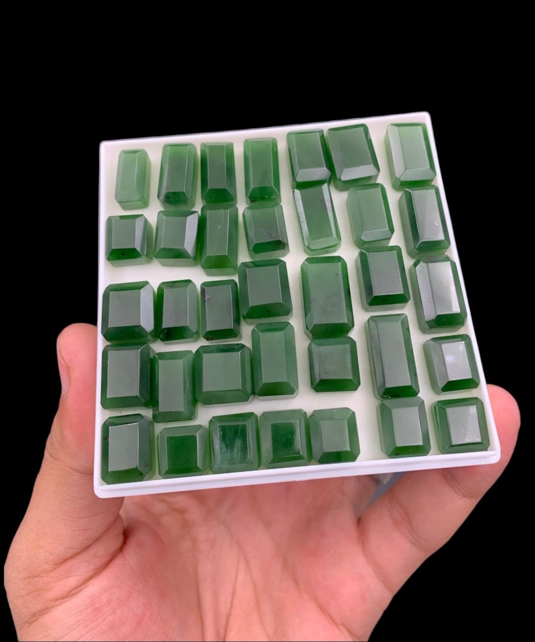 Rich Green Jade Nephrite Emerald Cut Gemstones Deal / Lot From ...