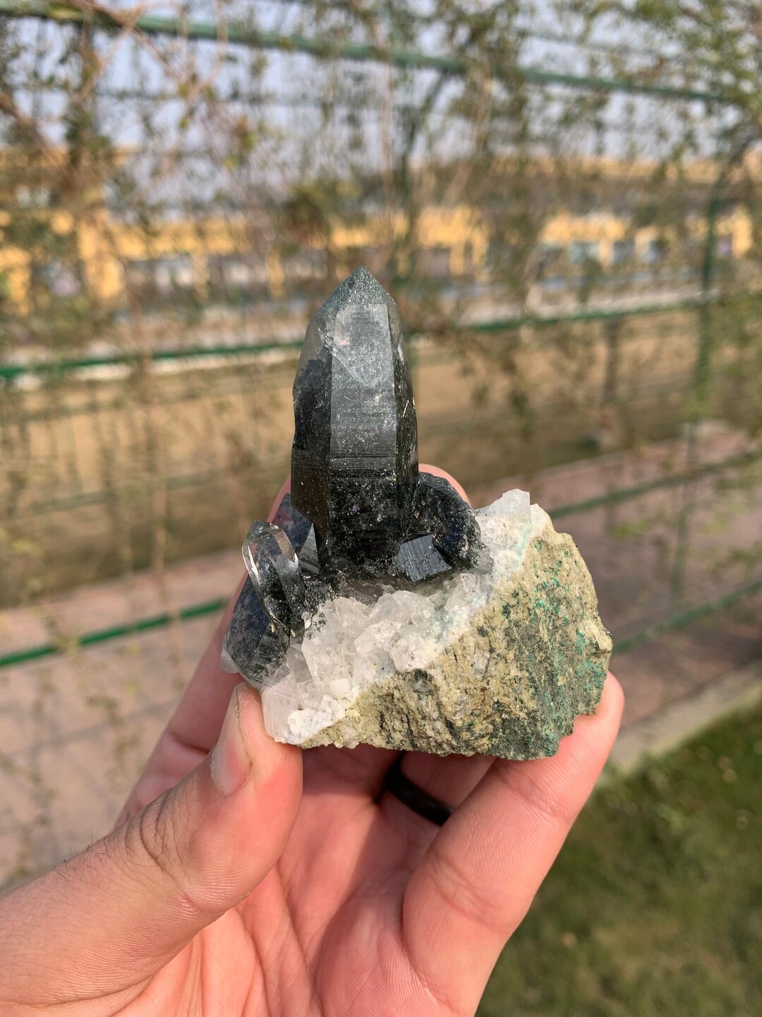Well Terminated Chlorine / Chlorite Included Quartz Crystal Having ...
