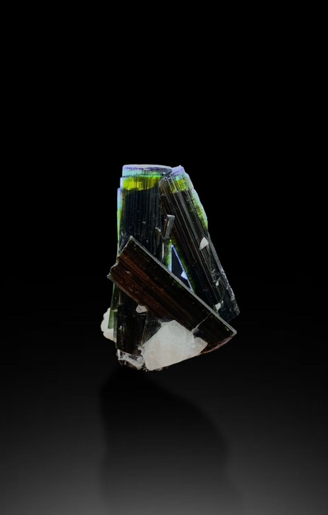 Purple & Green Cap Tourmaline Terminated Crystals With Albite Combine ...