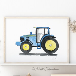 Blue Tractor Print, Transportation Decor, Contruction Heavy Vehicle ...
