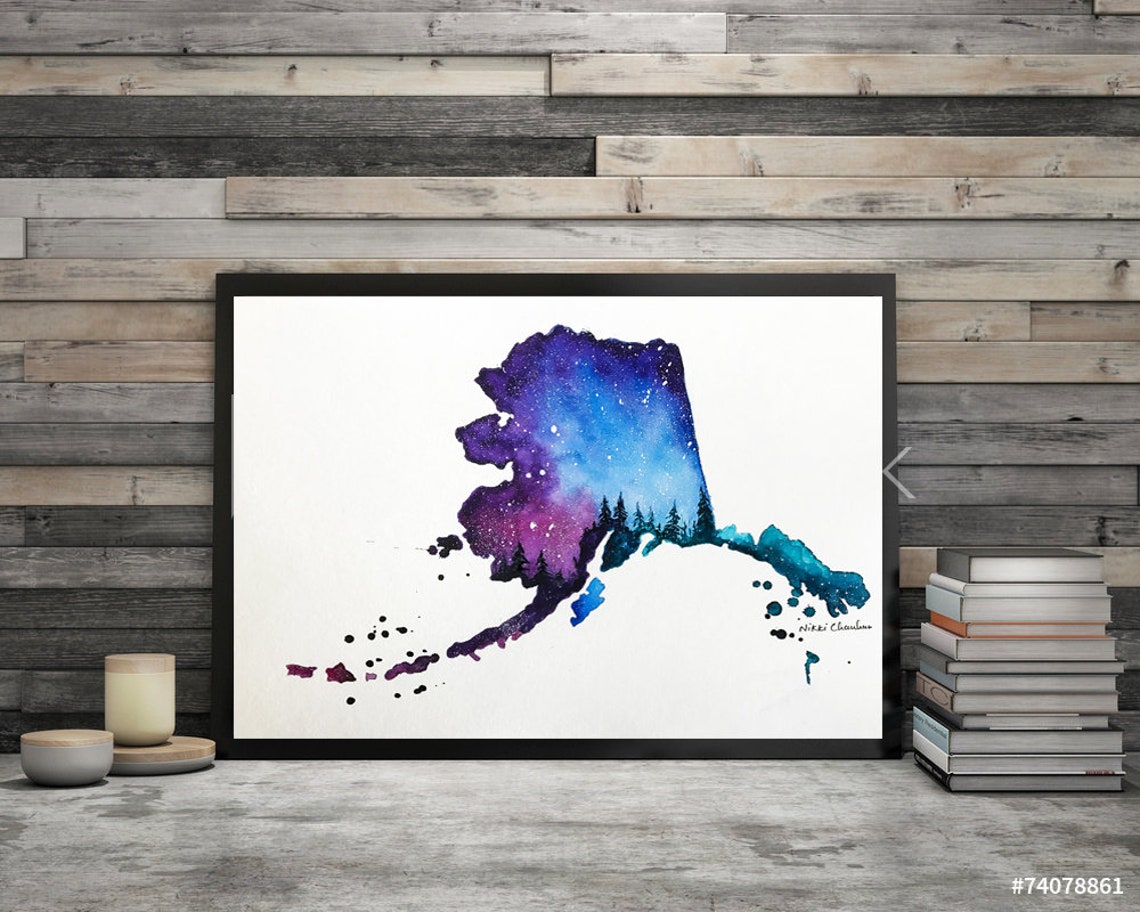 Alaska Map Print, Travel Alaska Gifts, Map of Alaska Art, Alaska State ...