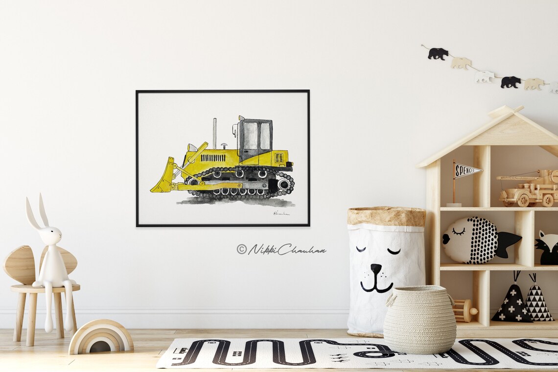 Dozer Art Print, Construction Wall Art, Heavy Vehicle Print ...