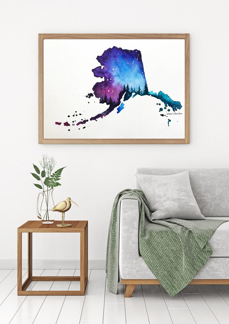 Alaska Map Print, Travel Alaska Gifts, Map of Alaska Art, Alaska State ...