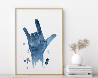 Shaka Sign Print, Hang Loose, Watercolor Painting, Shaka Wall Art, Surf ...